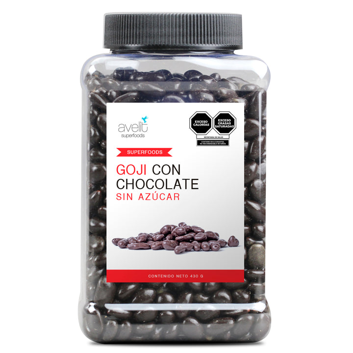 Goji berry con chocolate sin azúcar 430g – Avelit Superfoods MX